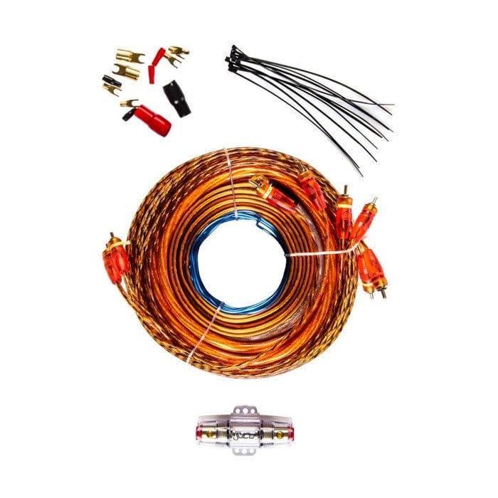 Juice JWTRU41 2500W 4 Gauge Amplifier Wiring Kit, With Speaker, Power ...